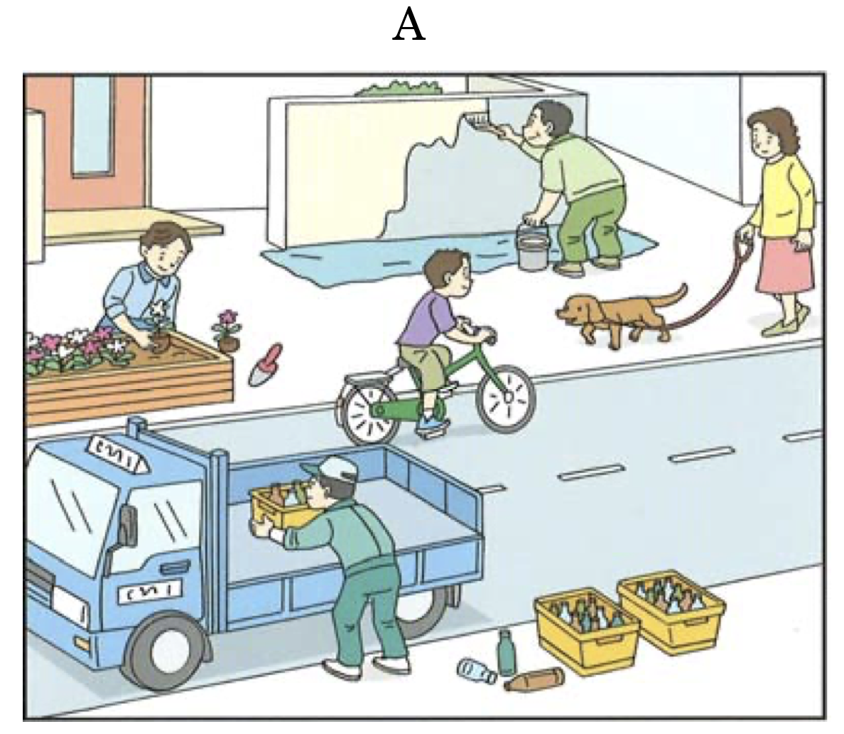 英検準2級「二次試験・ｲﾗｽﾄを見て現在進行形で表現する」 | 英検独学の教科書